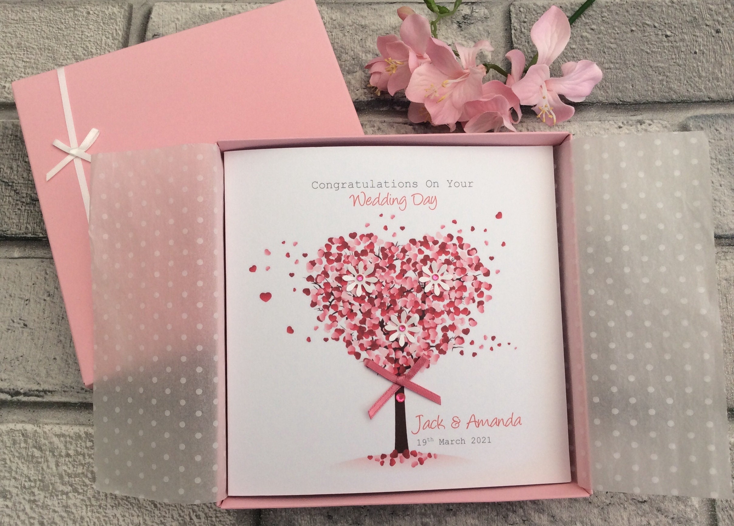 10 Colours 2 Sizes Floral Tree Wedding Card Gift Boxed - Etsy UK