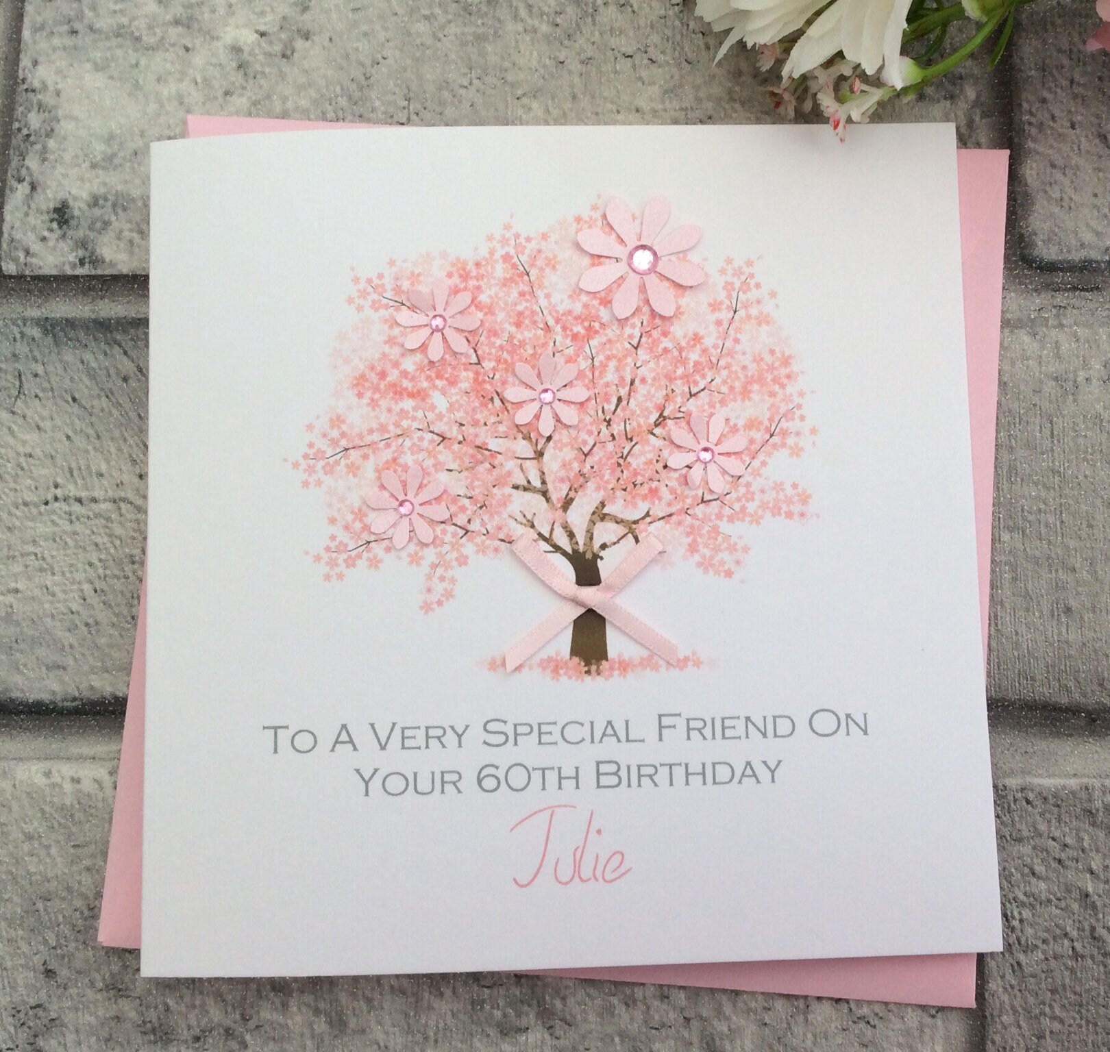 2 Colours 2 Sizes Floral Tree Birthday Card Personalised | Etsy