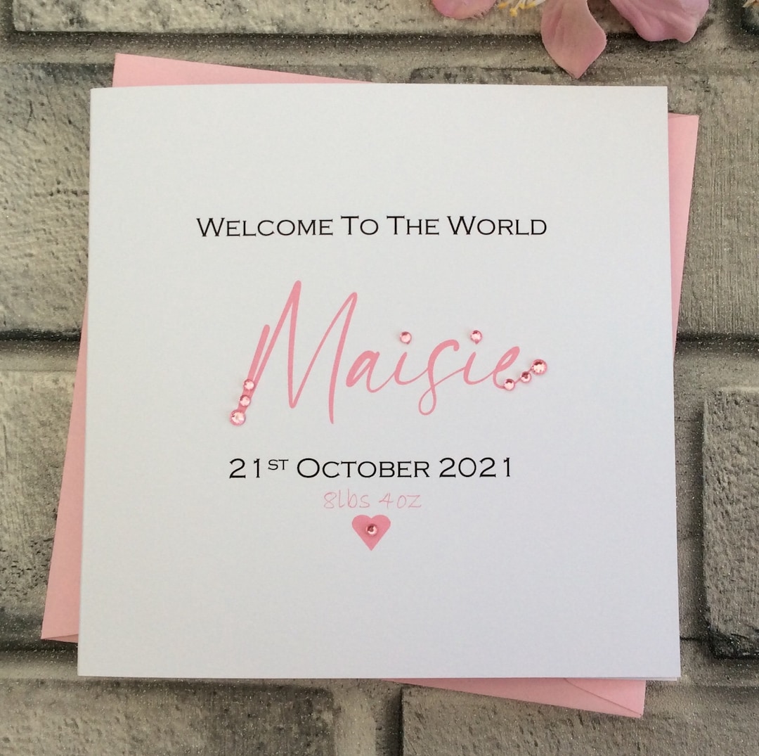 Large Girl Wording New Baby Card 8"x8" Personalised Handmade - Daughter ...