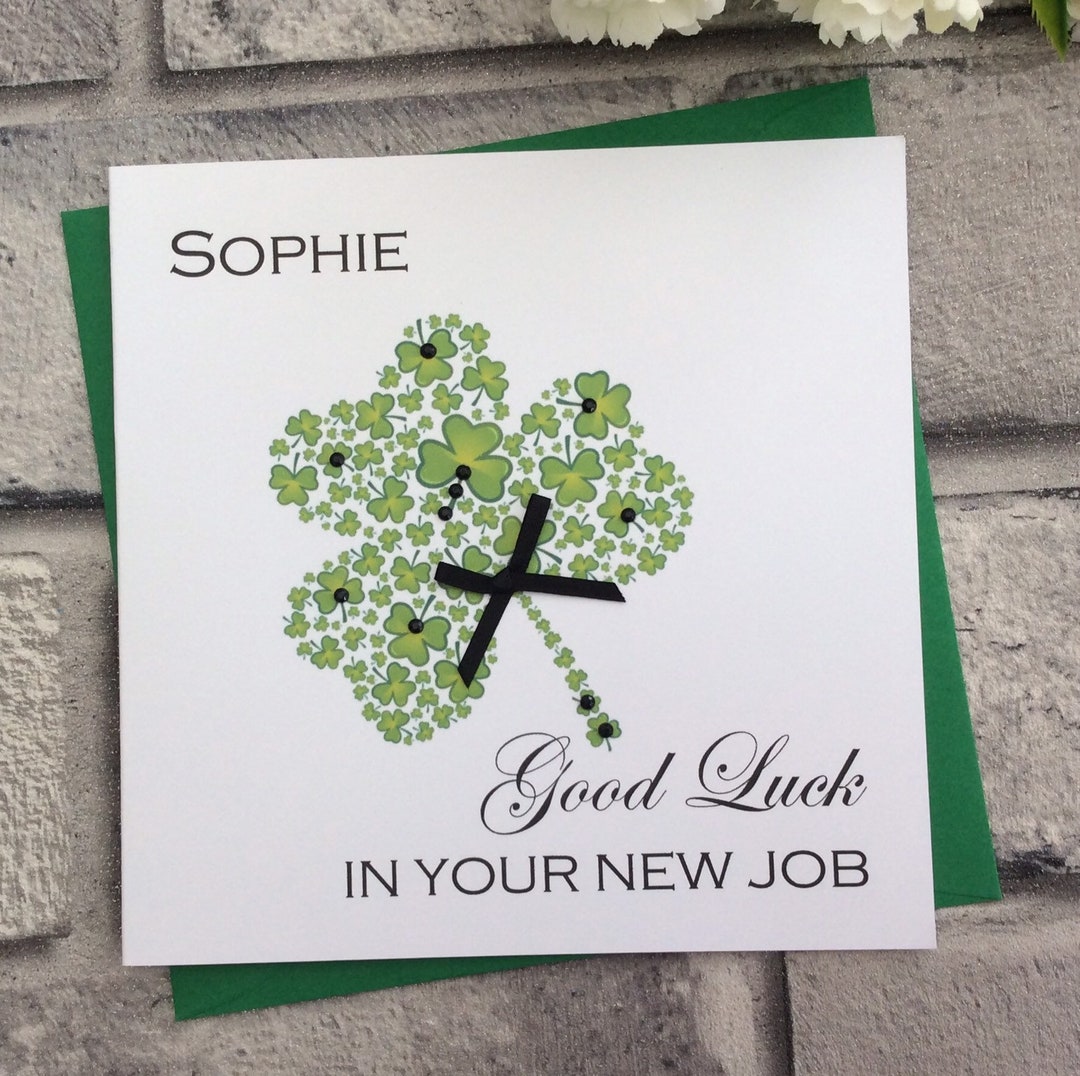 Good Luck/new Job, Large Card, Shamrock Card Personalised Handmade ...