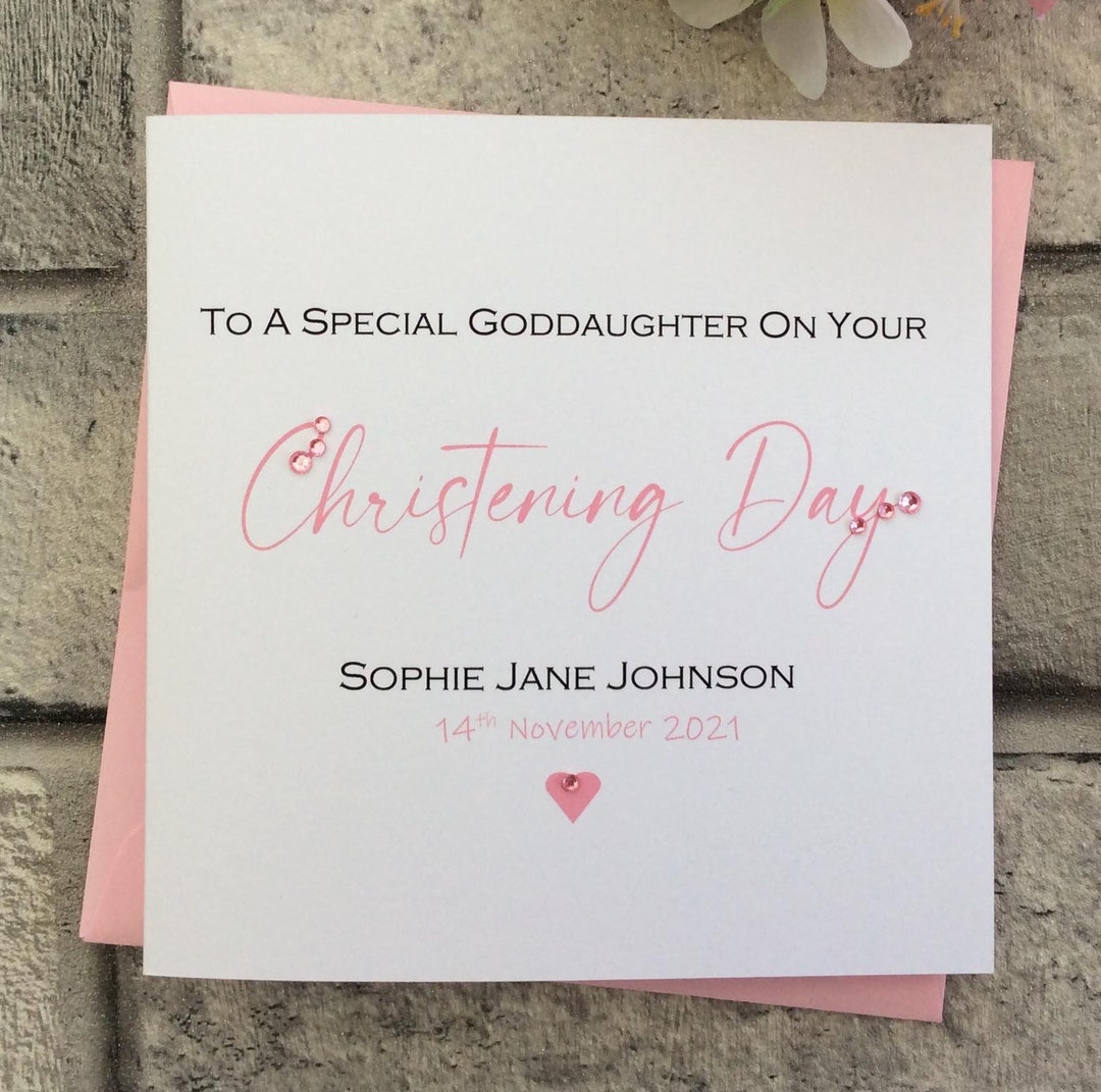 Small Girl Wording Christening Day Card Personalised Handmade Daughter ...