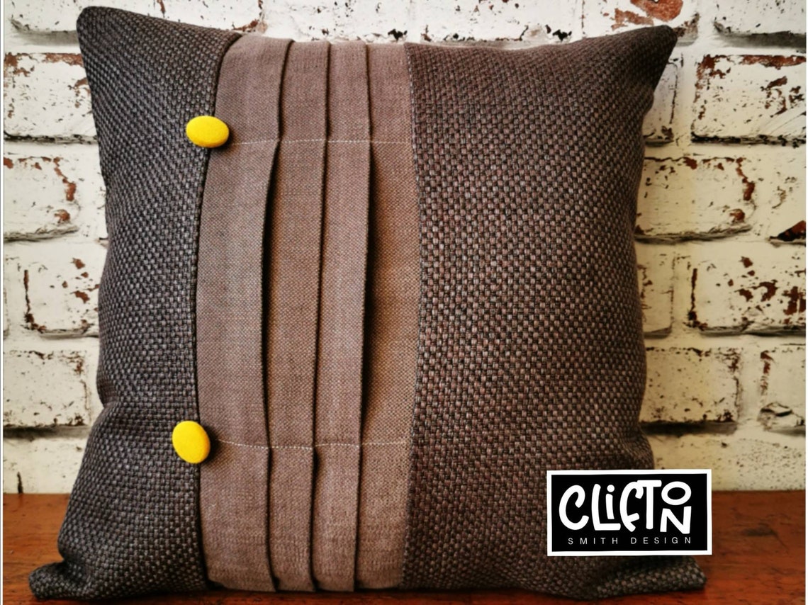 Button pleated Cushion COVER modern design Grey cushion - Etsy Nederland