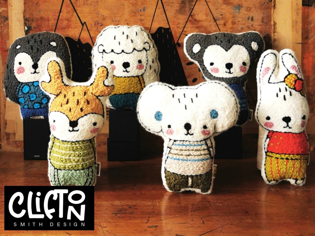 Woodland Forest Animals, Punch Needle Scandinavian Style Stuffies ...