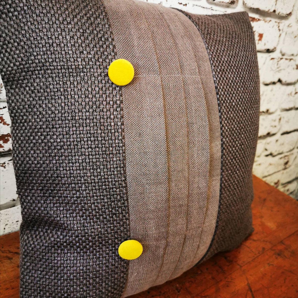 Button pleated Cushion COVER modern design Grey cushion - Etsy Nederland