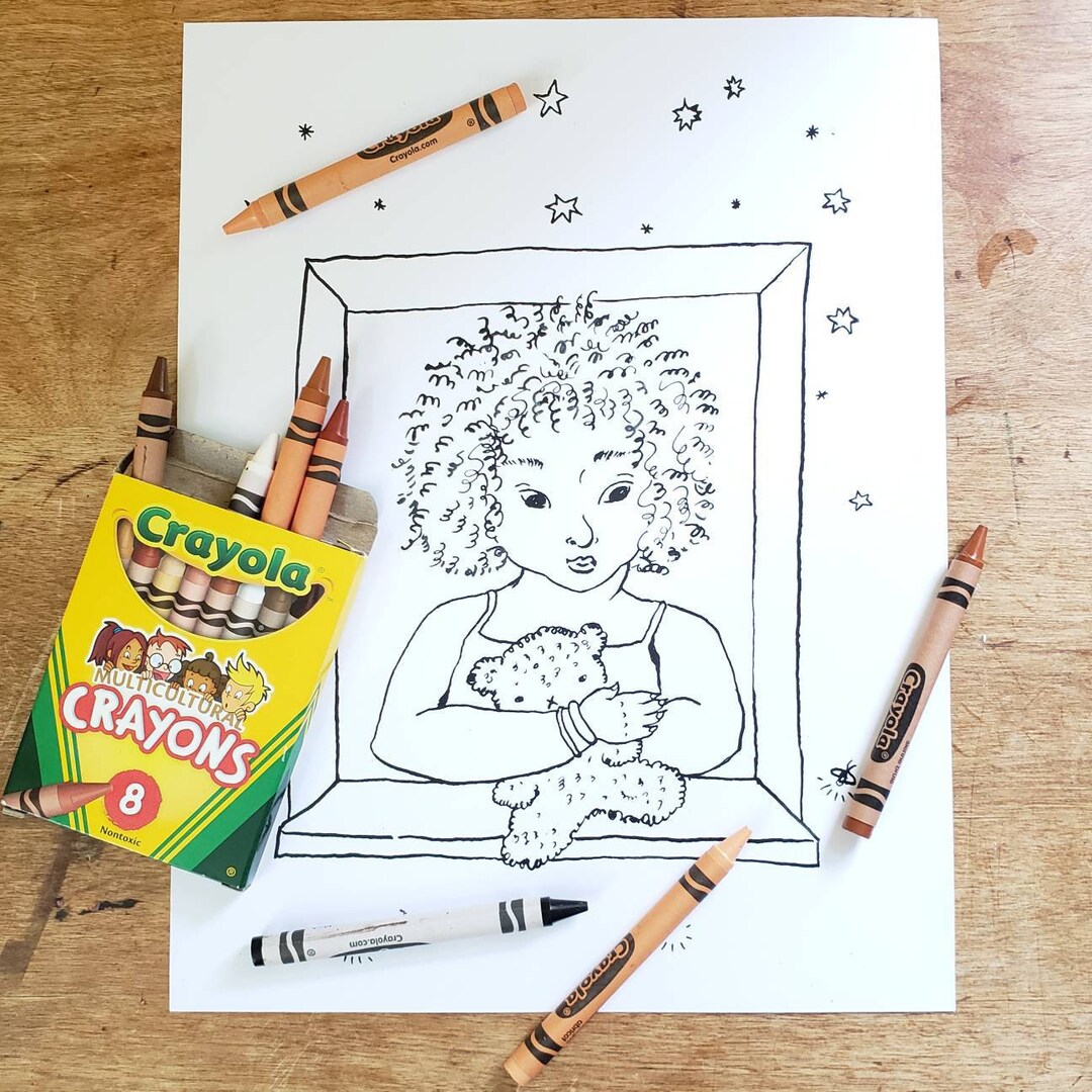 Kids Coloring Page PRINTABLE Beautiful Dreaming Girl, Strong & Smart ...