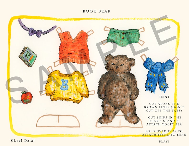 Bear Paper Doll PRINTABLE / DIY Kids Craft, Digital Download, Bear ...