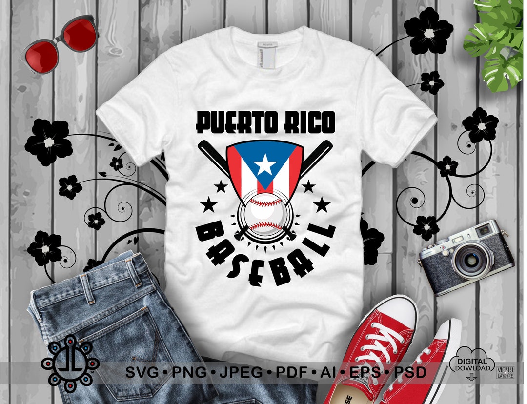 Puerto Rico Shield Flag Baseball Bats Graphic Team Design Digital ...
