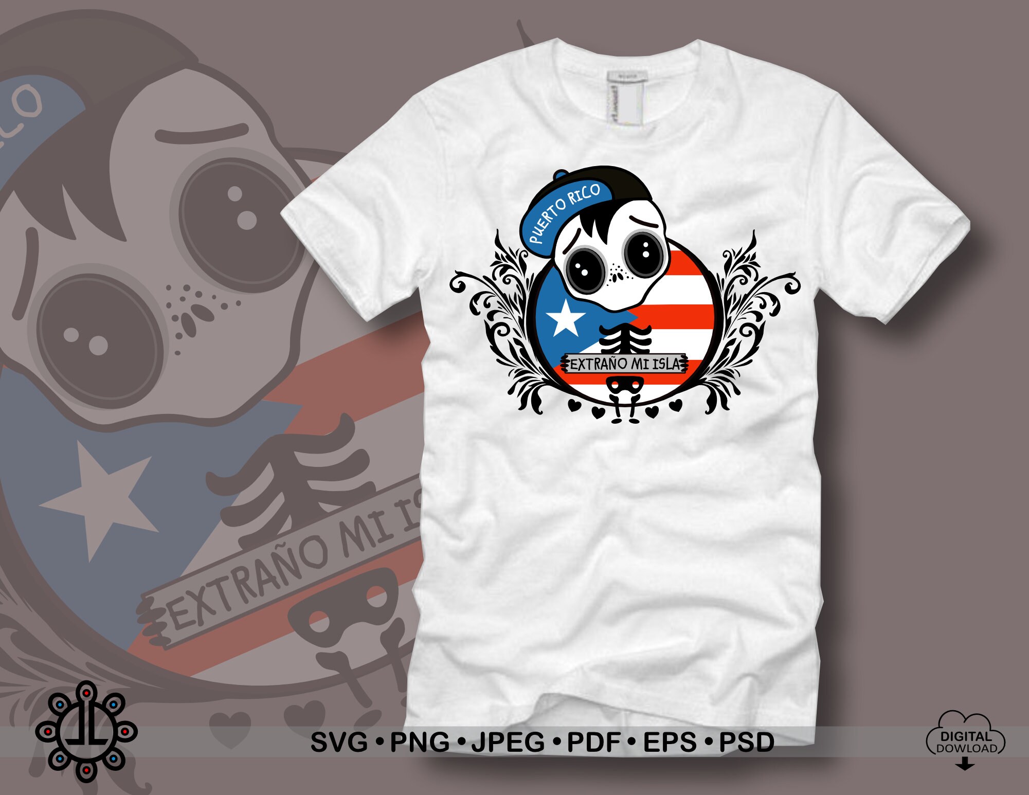 Puerto Rico SVG | Baby Skull Boy and Girl SVG | Puerto Rico Clipart ...