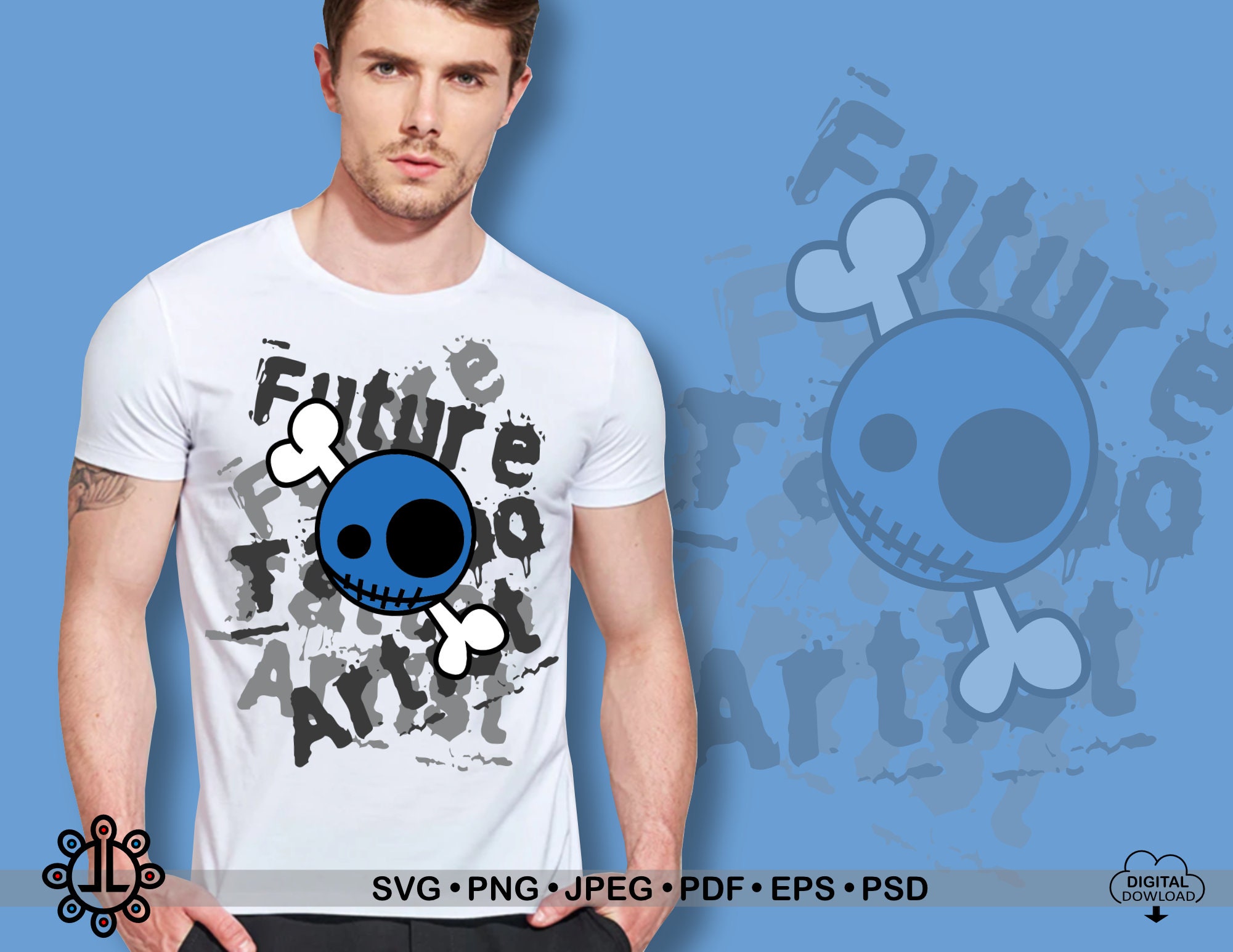 Future Tattoo Artist SVG One Bone Skull Tattoo Art Digital | Etsy