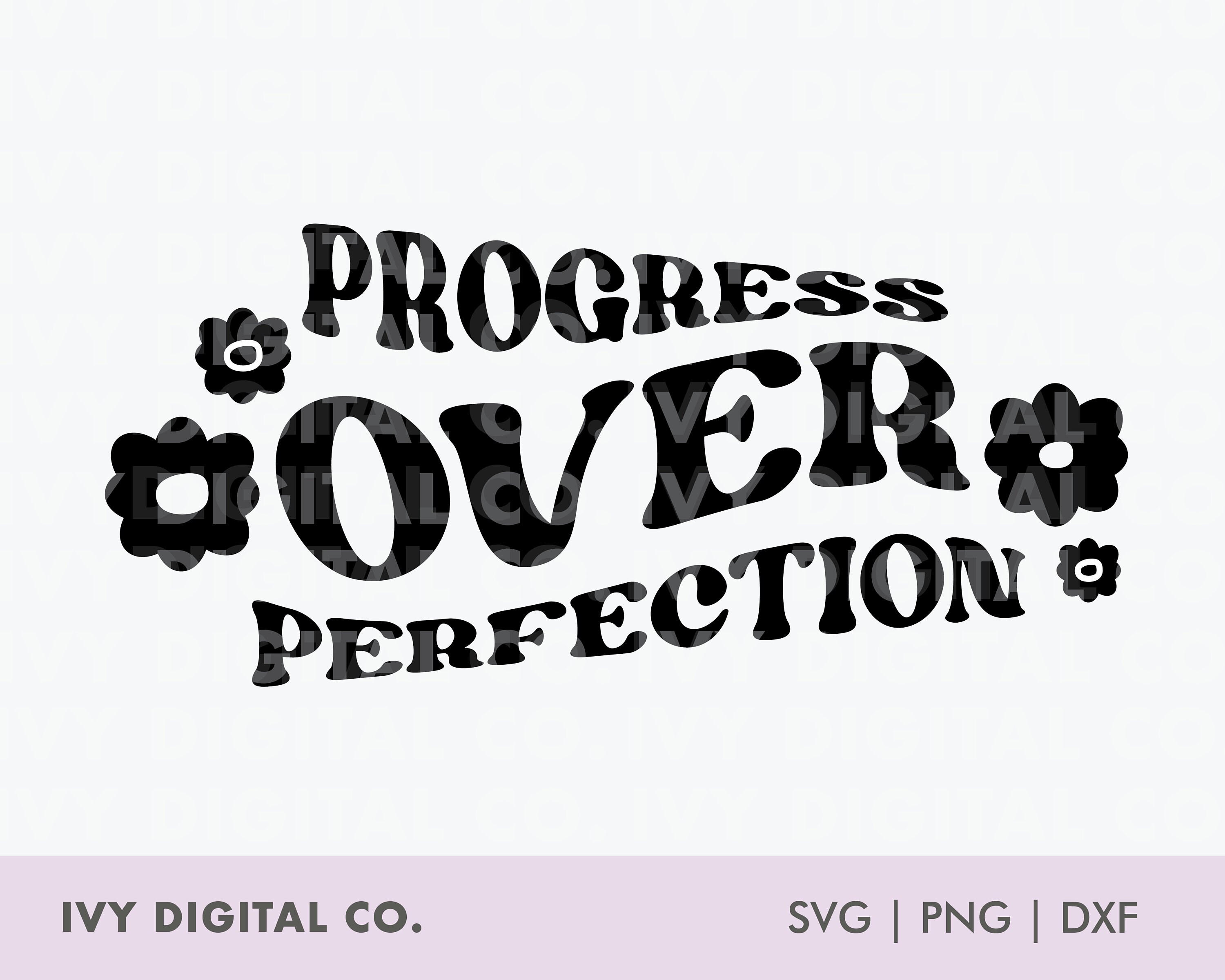 Progress Over Perfection SVG | Trendy SVG | Wavy Text Svg | Mental ...