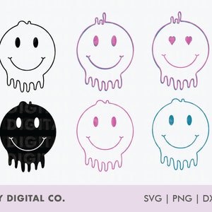 SMILEY FACES Svg, Png, Dxf | Trendy SVG | Minimal Svg | Drippy Smiley ...