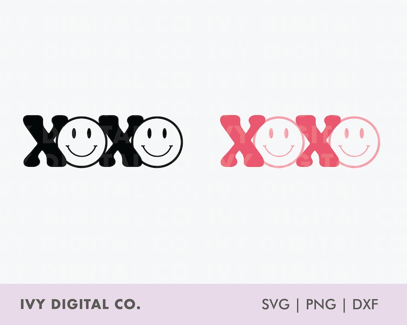 XOXO Svg, Png, Dxf Trendy Svg Minimal Svg Xoxo Smiley Face Smiley Faces ...