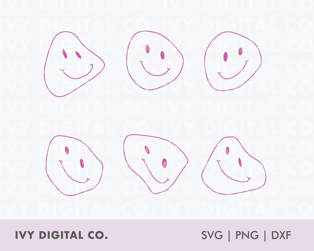 SMILEY FACE Svg, Png, Dxf Trendy SVG Minimal Svg Distorted Smiley Faces ...