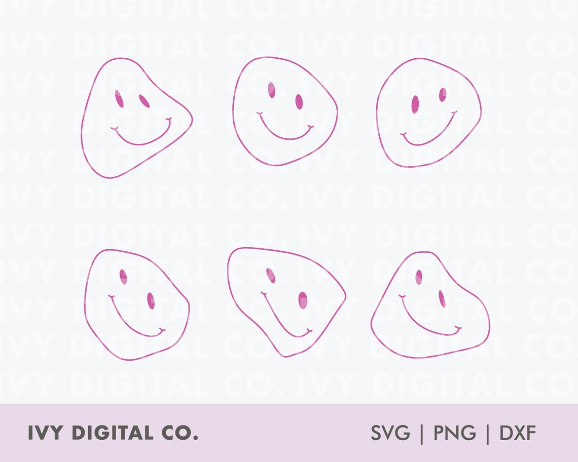 SMILEY FACE Svg, Png, Dxf Trendy SVG Minimal Svg Distorted Smiley Faces ...
