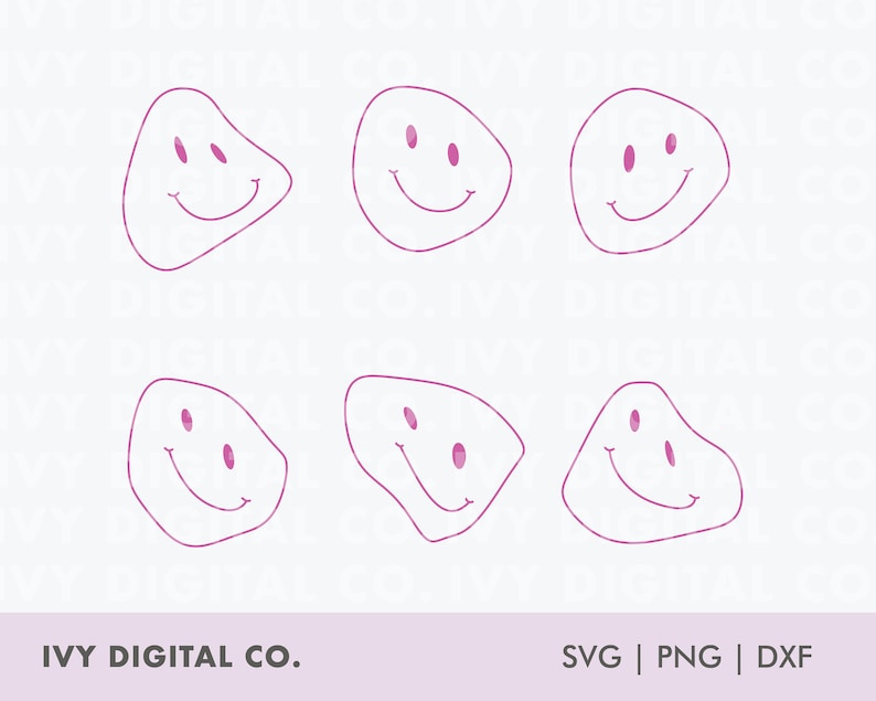 SMILEY FACE Svg, Png, Dxf Trendy SVG Minimal Svg Distorted Smiley Faces ...