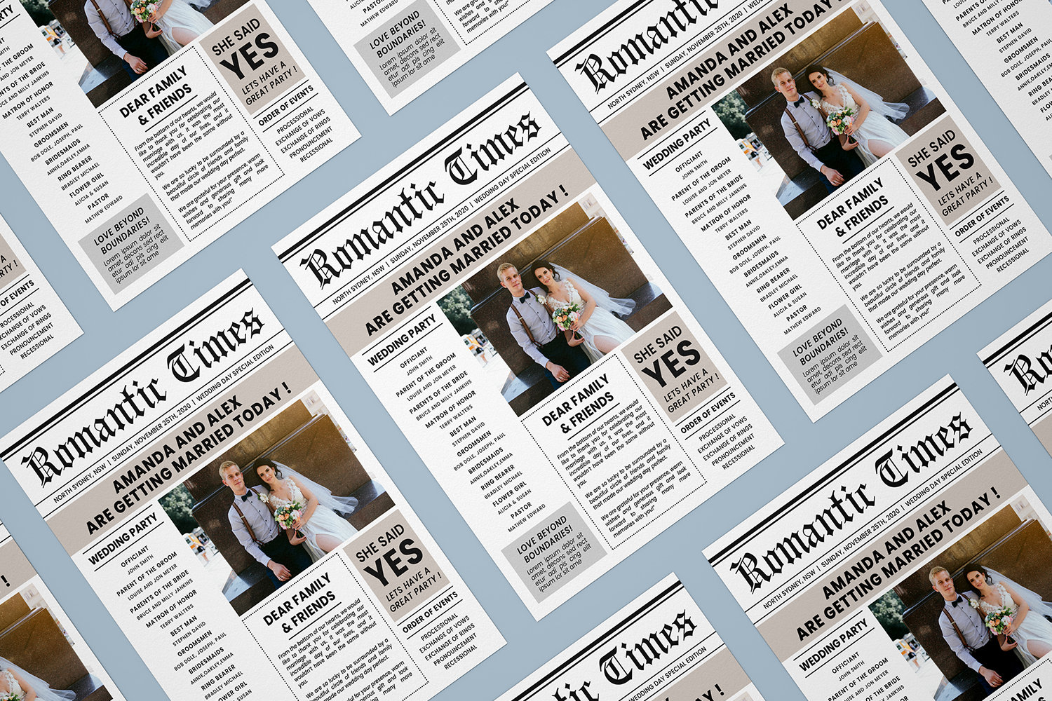 Wedding Newspaper Program Template | Ms Word Canva and Photoshop ...