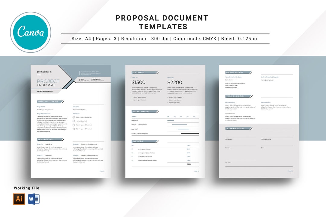 Business Proposal Template MS Word & Illustrator Template Canva Design ...