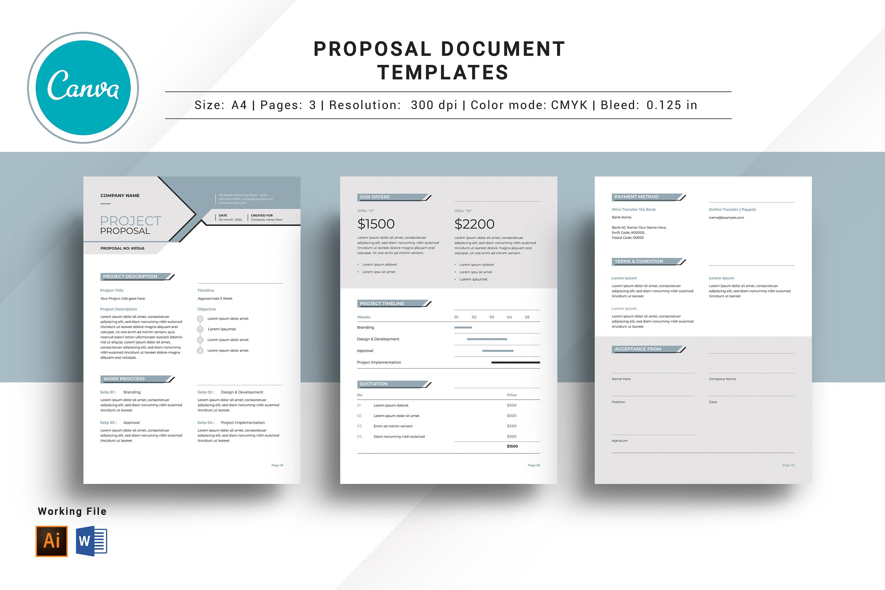 Business Proposal Template | MS Word & Illustrator Template | Canva ...
