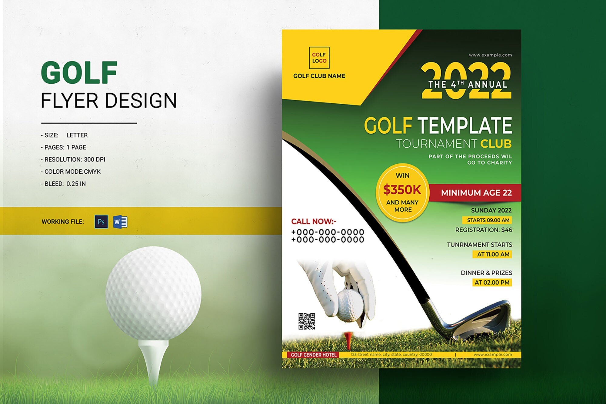 Golf Tournament Flyer MS Word & Photoshop Template Instant Download - Etsy