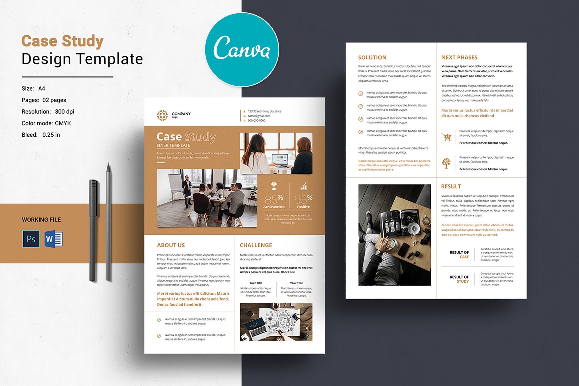 Case Study Design Template | MS Word & Photoshop Template | Canva ...
