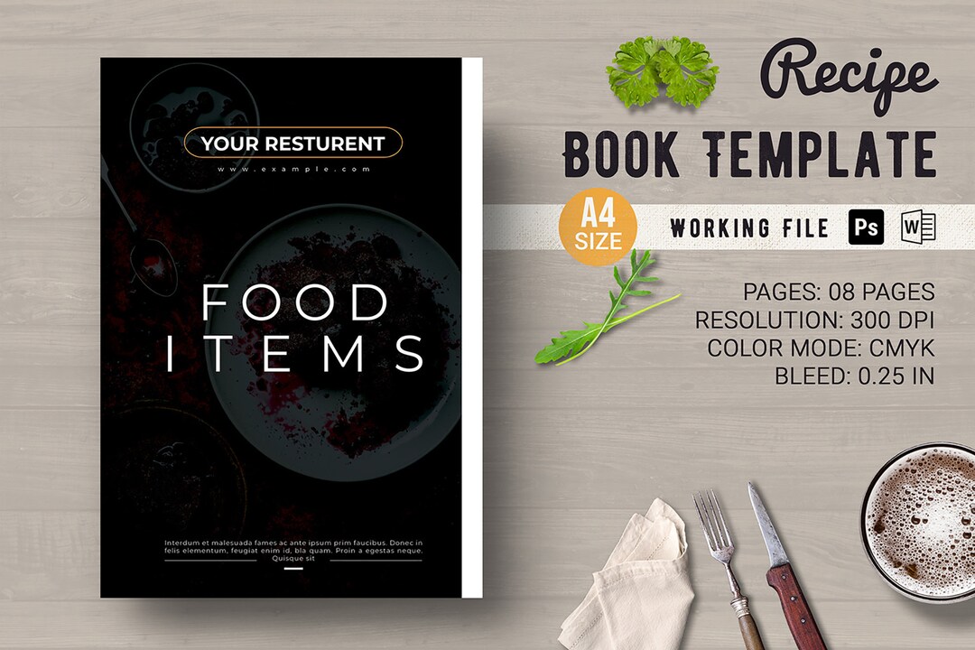 Recipe Book Templates | Simple Clean Family Cookbook | Editable Recipe ...