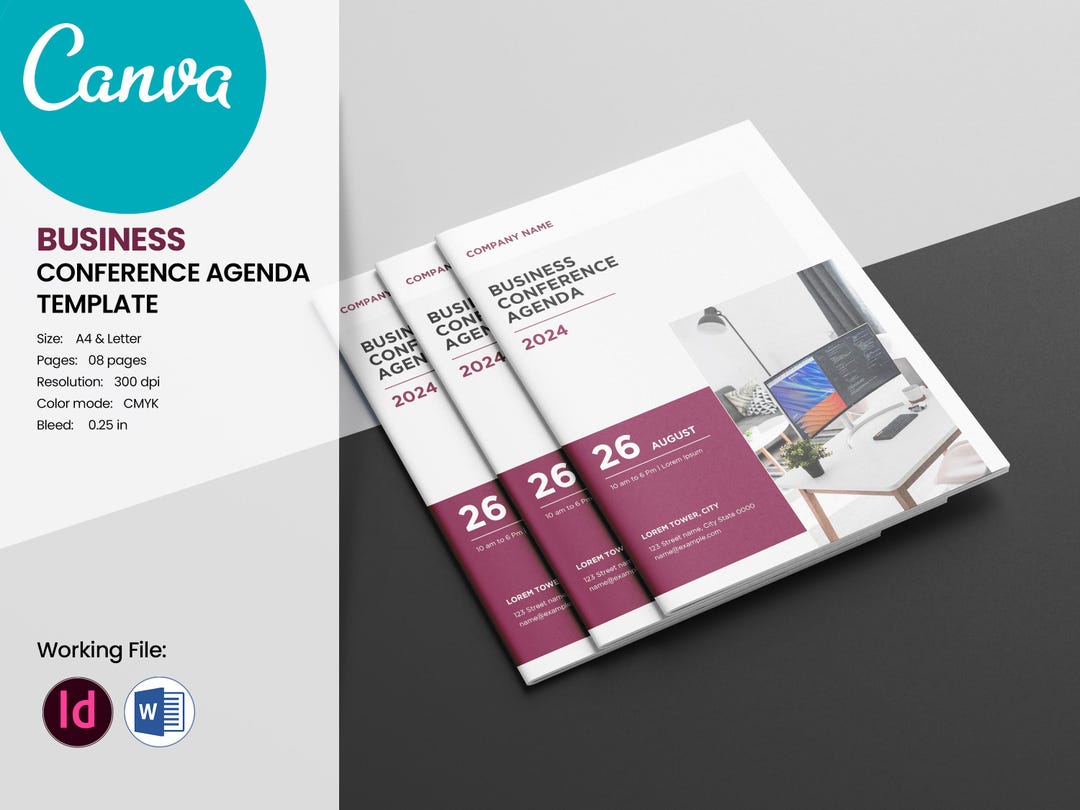 Conference Agenda Template | in Design & MS Word Template | Canva ...
