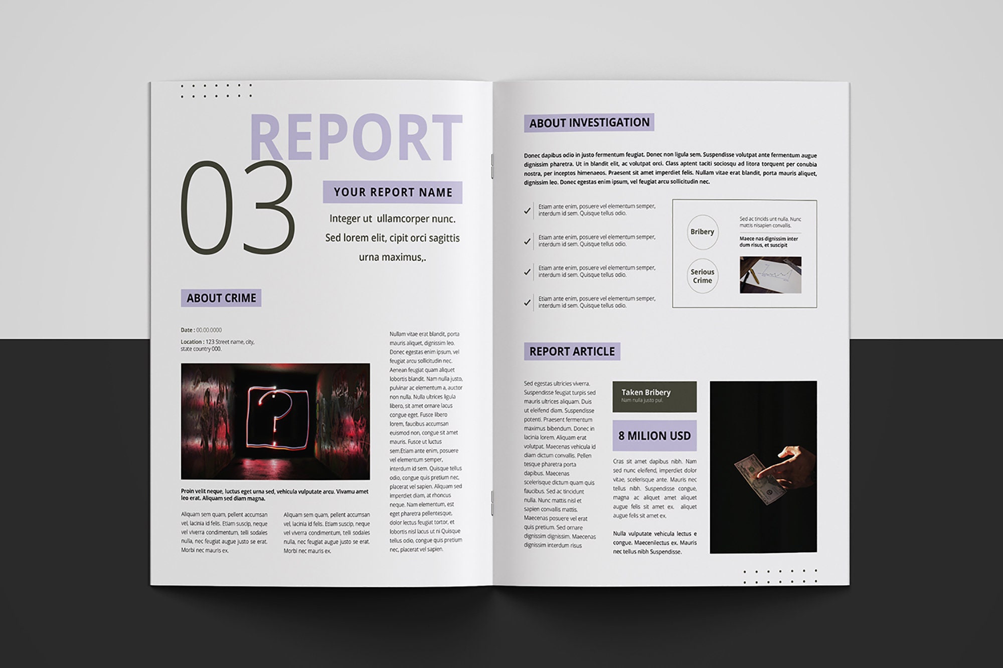 Crime Portfolio Brochure MS Word & Photoshop Template | Etsy