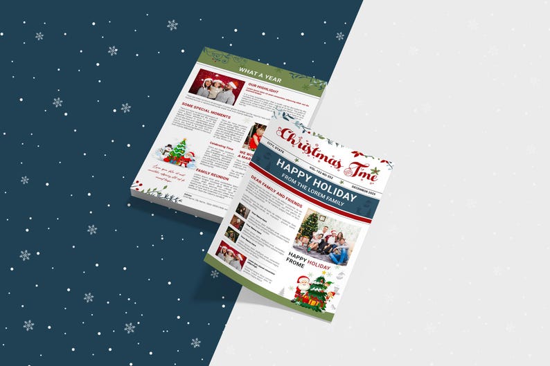 Christmas Newsletter Template | Canva Design | Photoshop and MS Word ...