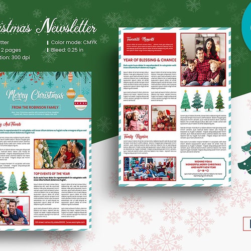 Christmas Newsletter Template Photoshop and MS Word Template - Etsy
