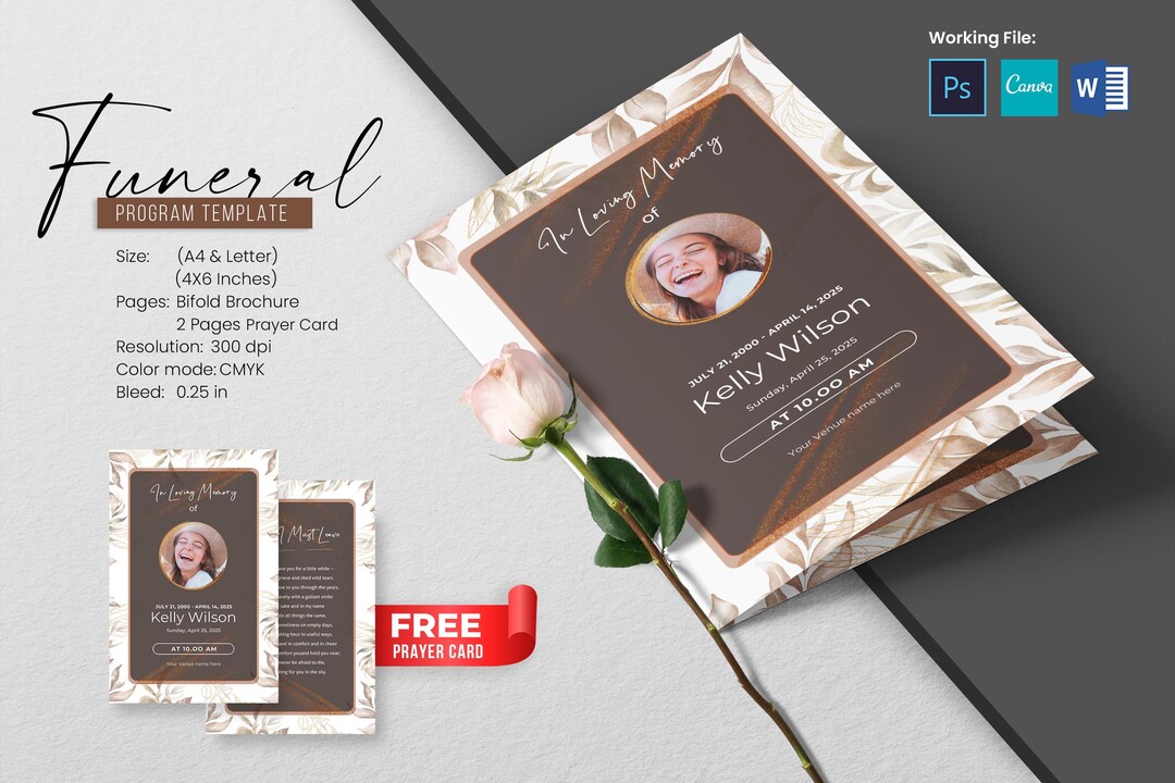 Funeral Program Template | MS Word & Photoshop Template | Canva Design ...