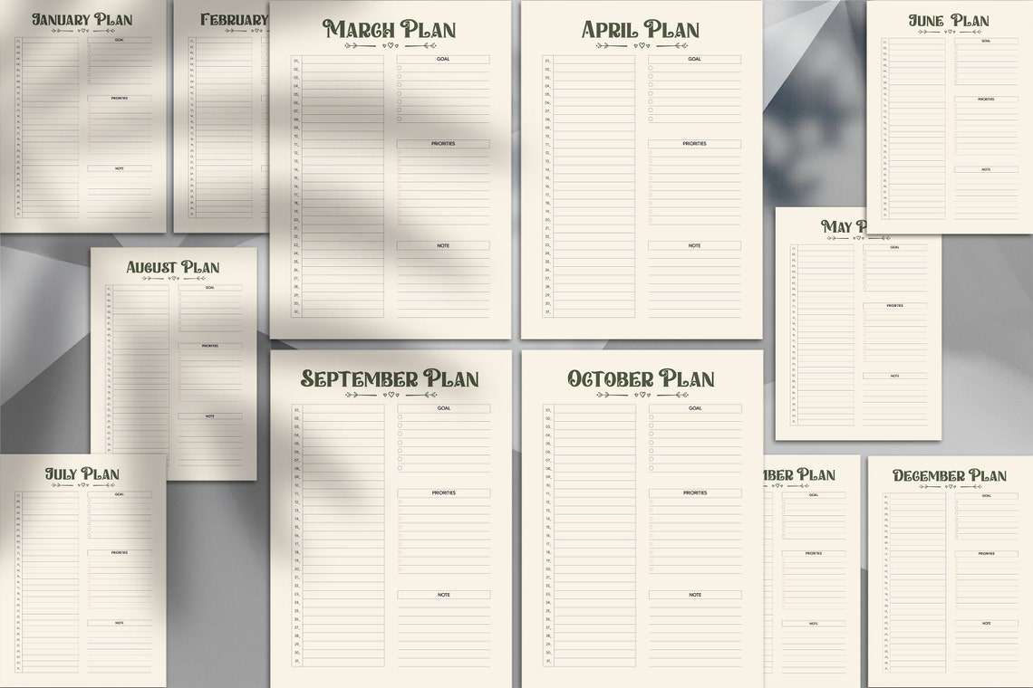 Monthly Planner Template | Photoshop Template | MS Word and Canva ...