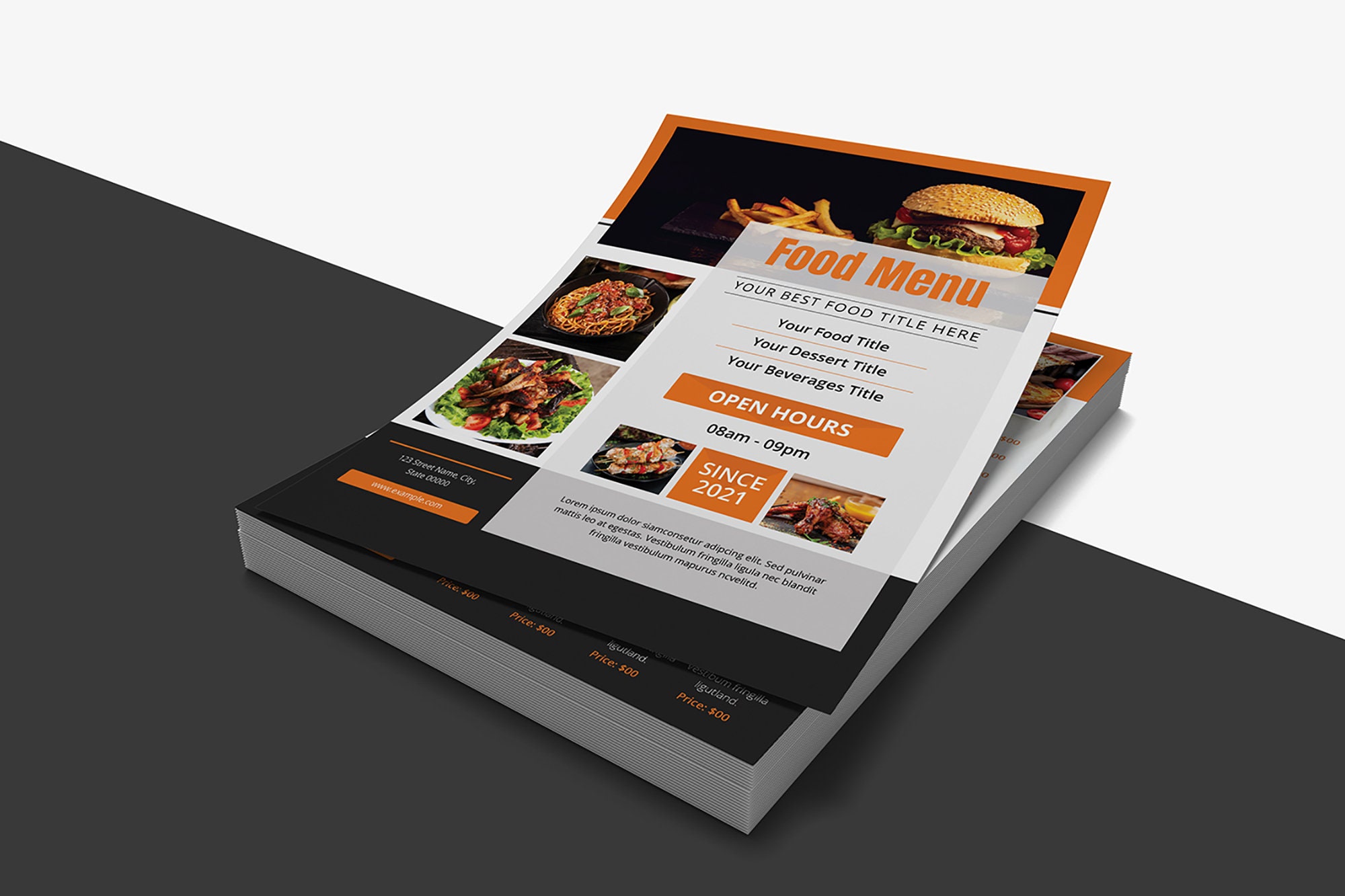 Food Menu Flyer Template | Printable Digital Menu Flyer | Photoshop and ...