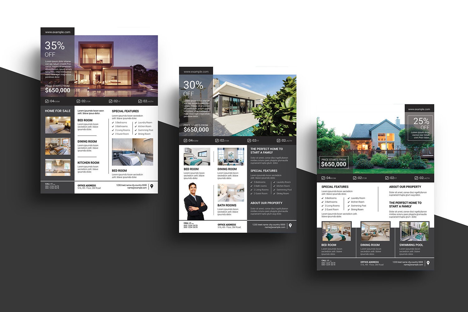 Real Estate Flyer Template | Flyer Ms Word and Illustrator Template - Etsy
