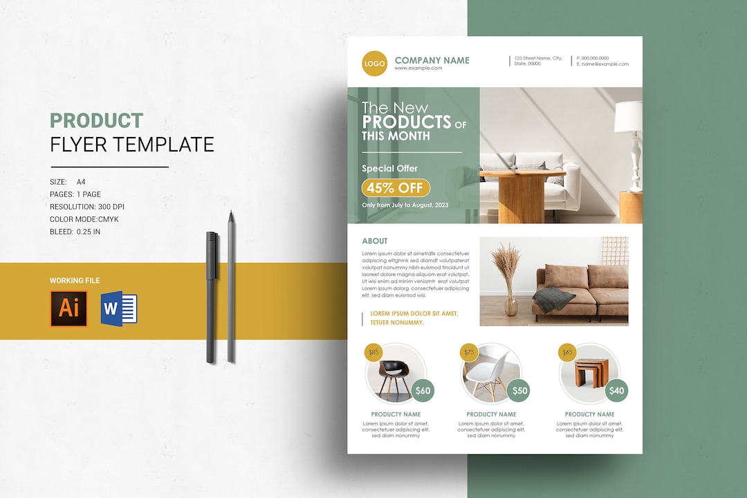 Product Flyer Template | MS Word Template | Illustrator Template ...