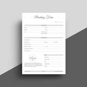 Client Booking Form, Business Forms for Photographers, Photoshop ...