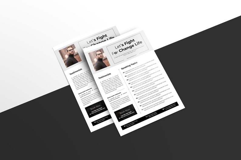 Speaker One Sheet Template, Printable Photoshop & MS Word Template - Etsy