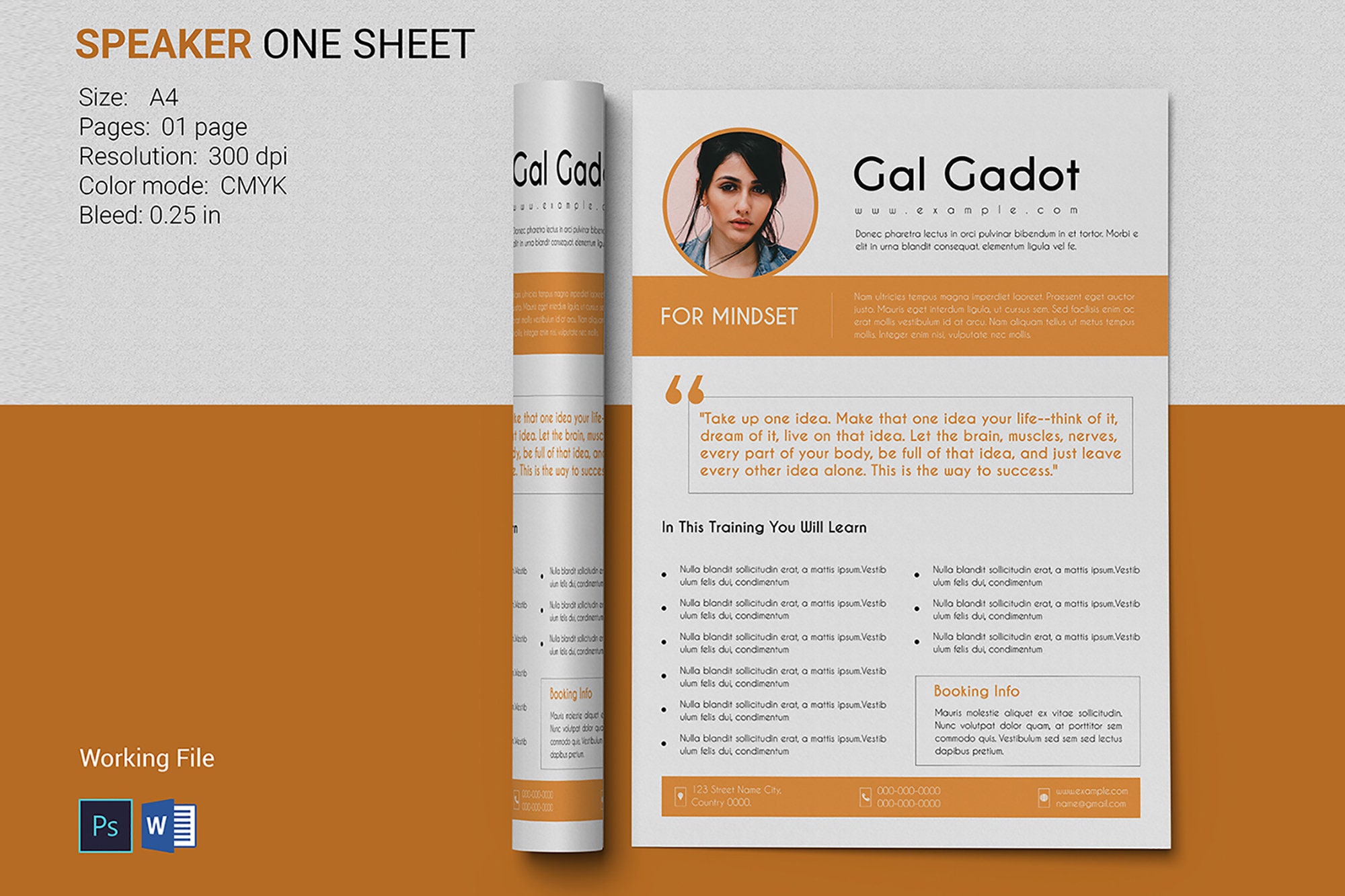 Speaker One Sheet Template Photoshop & MS Word Template - Etsy