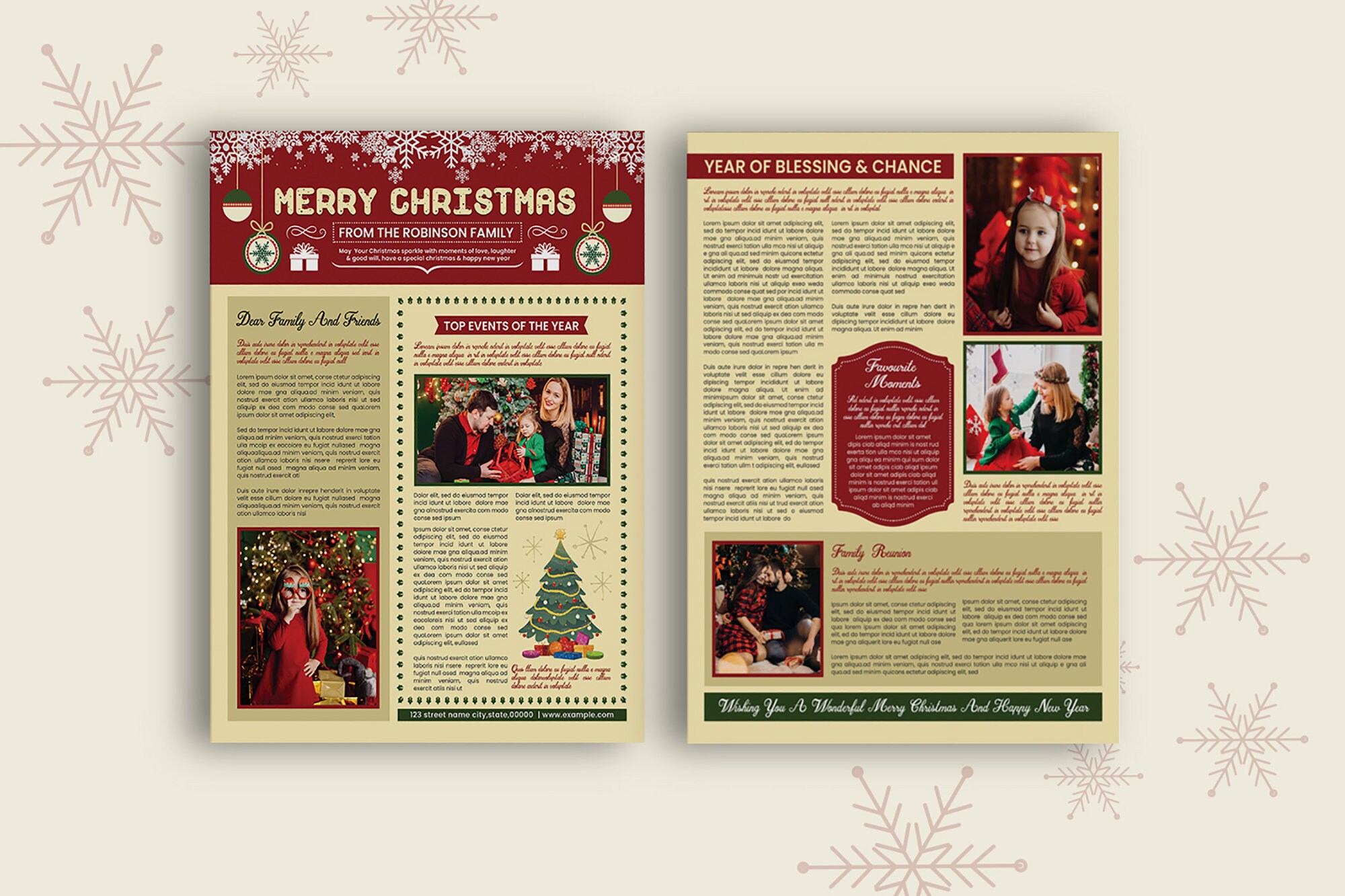 Christmas Newsletter Template | Photoshop and MS Word Template ...