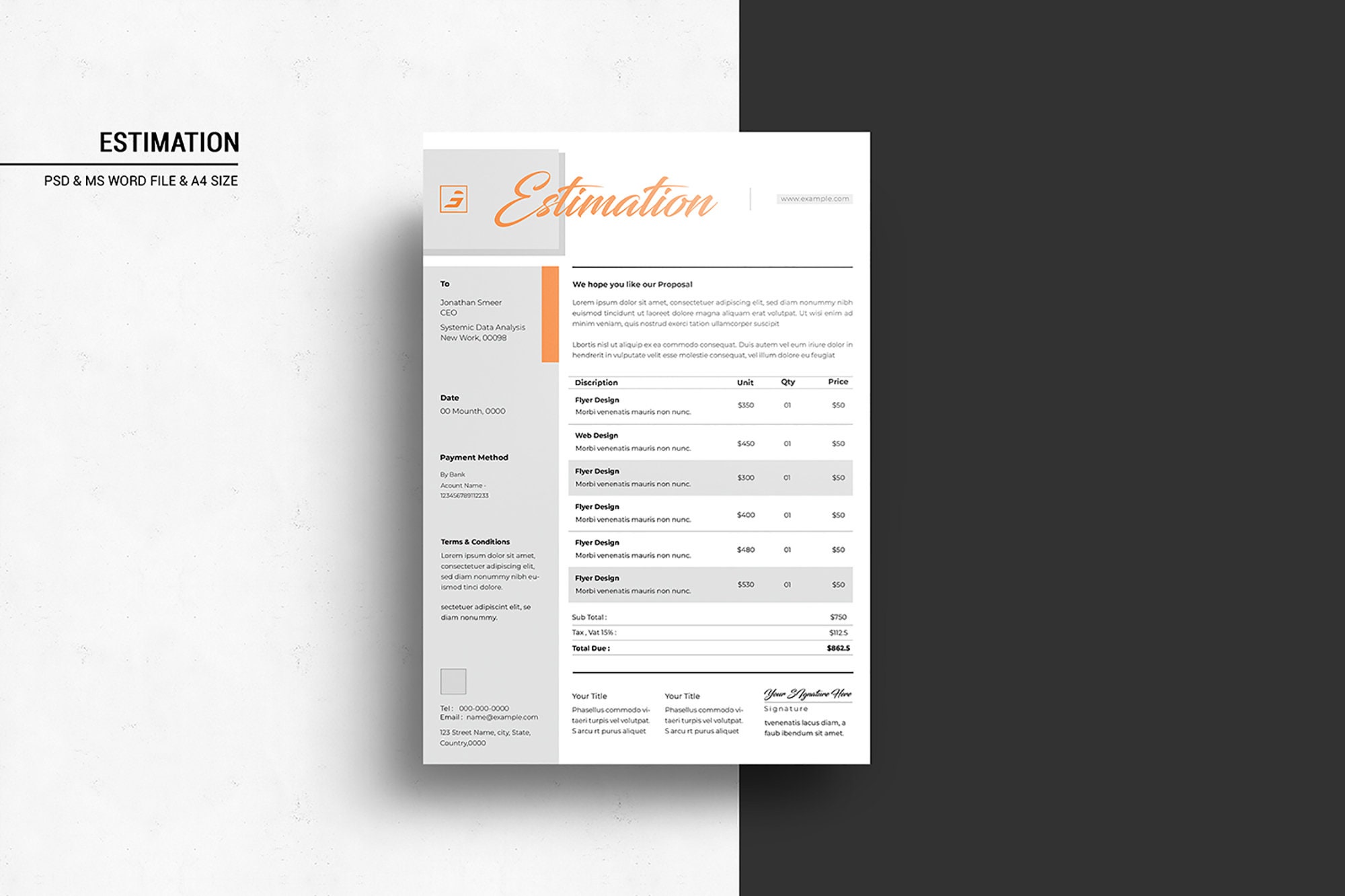 Brief - Estimation - Invoice Templates | MS Word & Photoshop Templates ...
