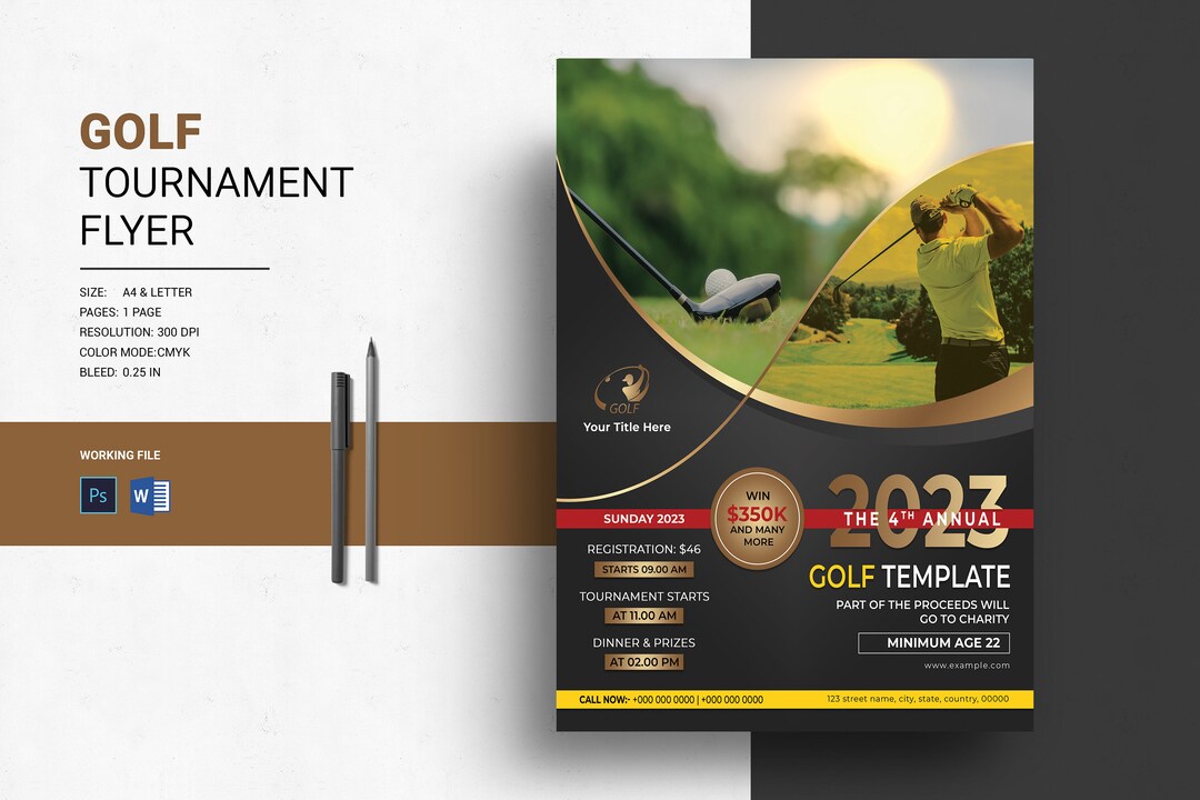 Golf Flyer Template MS Word & Photoshop Template Instant Download - Etsy