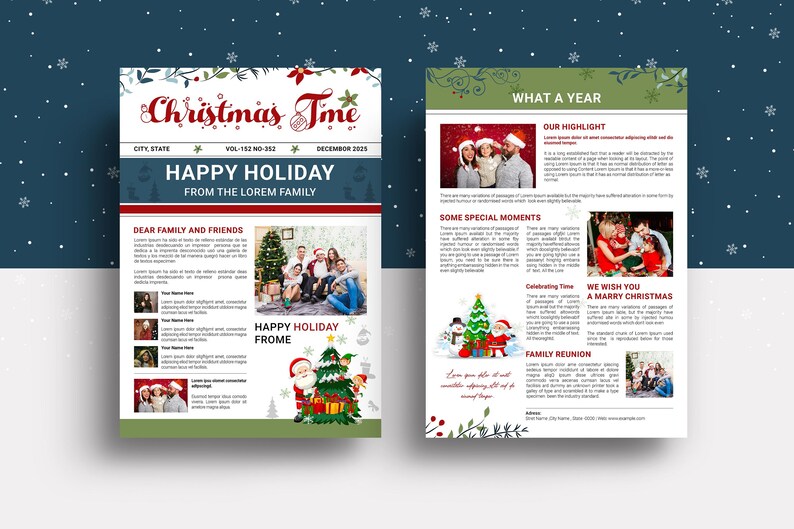 Christmas Newsletter Template | Canva Design | Photoshop and MS Word ...