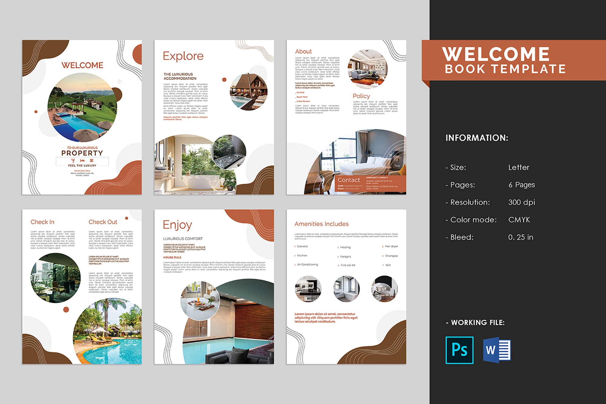Welcome Book Template | Photoshop & MS Word Template - Etsy UK