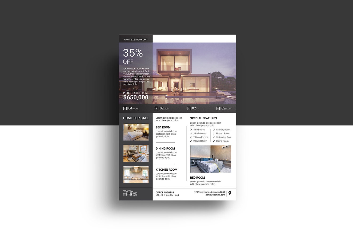 Real Estate Flyer Template | Flyer Ms Word and Illustrator Template - Etsy