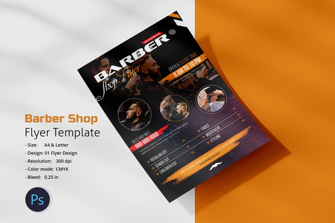 Barber Shop Flyer Template | Photoshop Design | Instant Download - Etsy