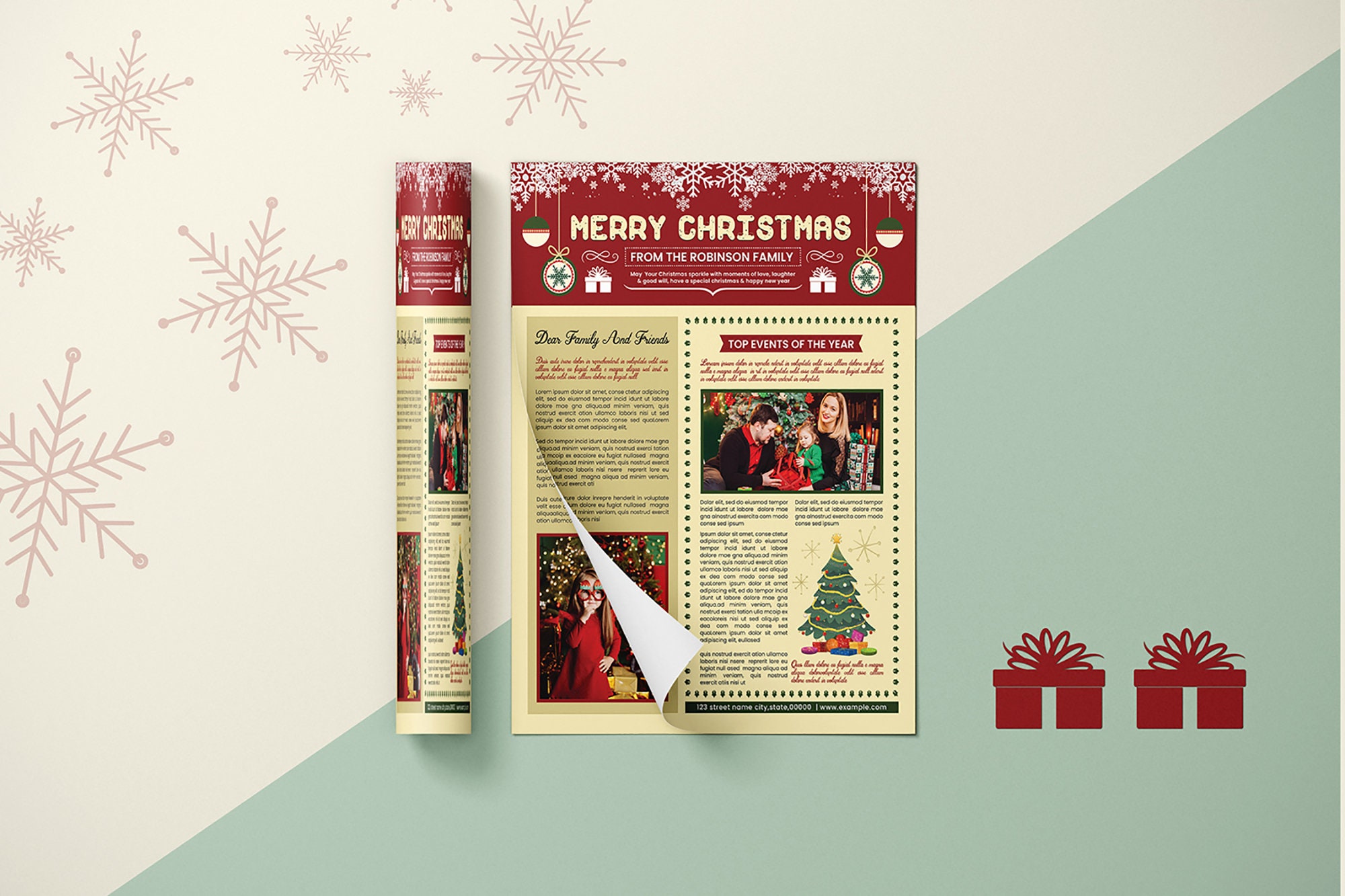 Christmas Newsletter Template | Photoshop and MS Word Template ...