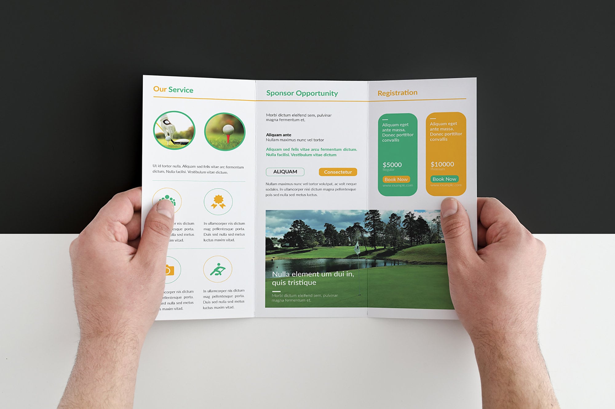 Golf Trifold Brochure Template | MS Word & Photoshop Template | Instant ...