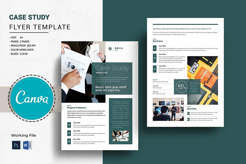 Case Study Flyer Template| MS Word & Photoshop Template | Canva Design ...
