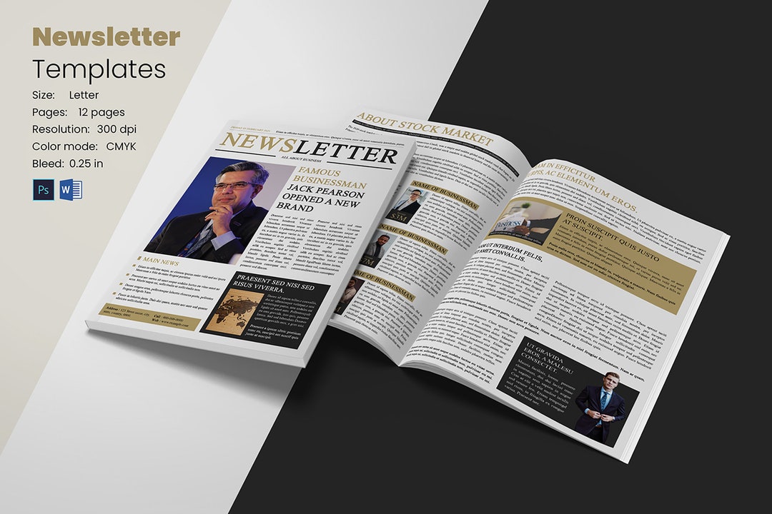 Newsletter Template MS Word & Photoshop Template Instant Download - Etsy