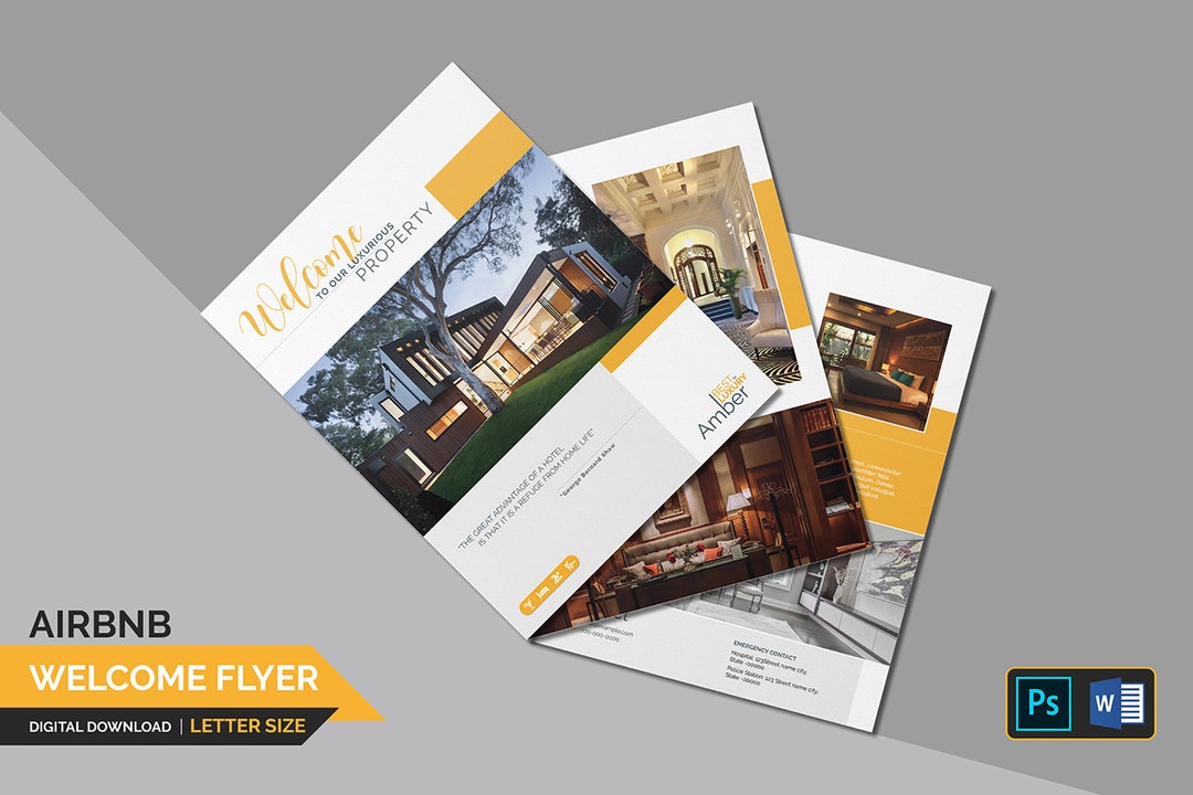 Welcome Book Flyer Photoshop & MS Word Template - Etsy