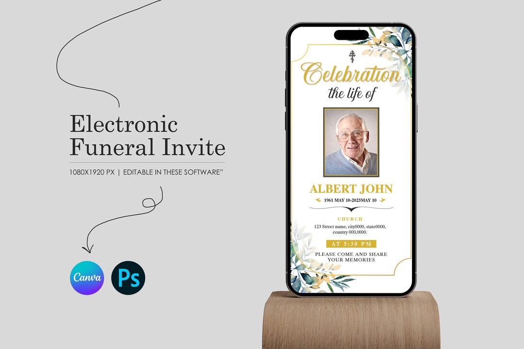 Text Invite Digital Funeral Invite Phone Funeral - Etsy
